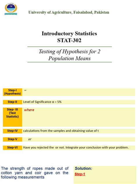 07 Testing Of Hypothesis For 2 Populationss Pdf