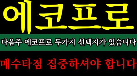 에코프로비엠 긴급 다음 주 에코프로 두 가지 선택지가 있습니다 매수 타점 집중 하셔야 합니다 에코프로 에코프로비엠