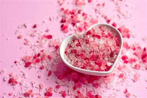 Premium Photo Himalayan Pink Salt On Pink Paper Background In A Heart