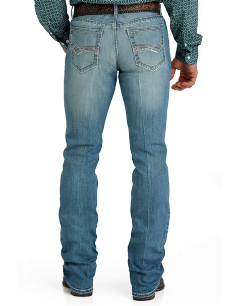 Cinch Mens Ian Stretch Mid Rise Slim Fit Boot Cut Jeans Light Stonewash