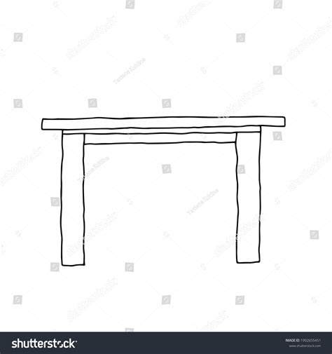 Black Vector Outline Illustration Table Isolated Stock Vector Royalty