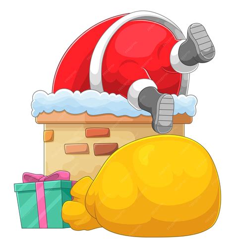 O Grande Gordo Papai Noel é Difícil Entrar Na Chaminé Com Seu Corpo