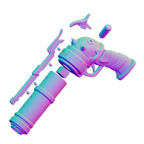 Jinx Zap Zap Pistol Arcane 3d Print Model Wireframe