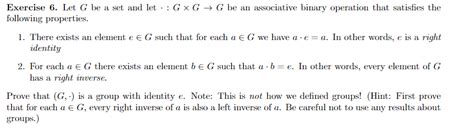 Solved Exercise Let G Be A Set And Let GG G Be An Chegg Com