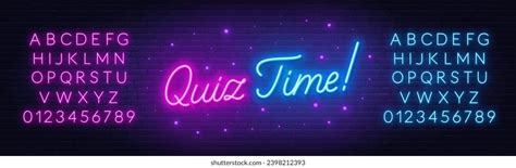 Quiz Time Neon Lettering On Brick Stock Vector Royalty Free