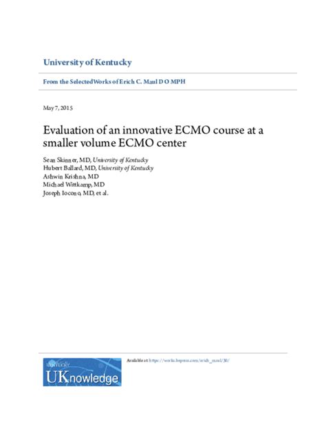 Pdf Evaluation Of An Innovative Ecmo Course At A Smaller Volume Ecmo Center