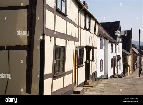 Welshpool Powys Mid Wales View Down High Street With Traditional Old