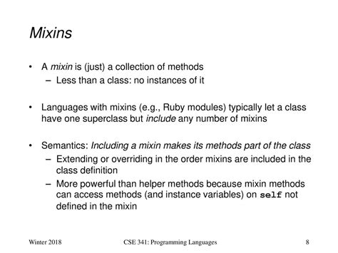 Cse341 Programming Languages Lecture 23 Multiple Inheritance Mixins