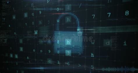 Animation Of Cloud Lock Shield With Letters Numbers And Symbols Over