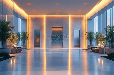 현대 사무실 건물 엘리베이터 홀