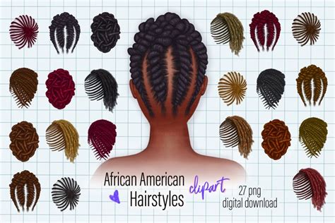 African American Hairstyles Clipart Png Digital 2151667