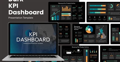 Темная панель управления ключевыми показателями эффективности Шаблон