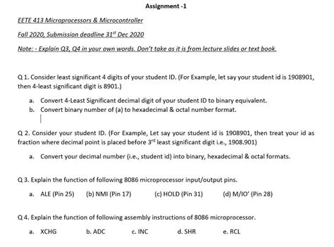 Solved Assignment 1 Eete 413 Microprocessors And