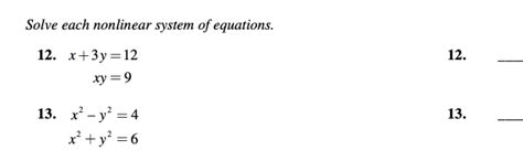 Solved Solve Each Nonlinear System Of Equations 12 X 3y
