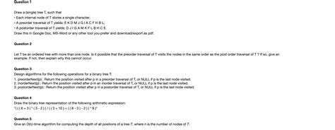 Question 1 Draw A Single Tree T Such That • Each