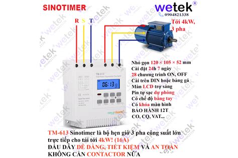 Timer Mã 24 Công Tắc Timer 24h Sinotimer Tm613 3 Pha Nguồn380v Tải