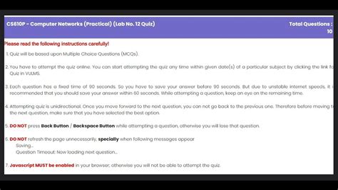Cs610p Lab Quiz 12 Cs610p Computer Networks Practical Fall 2024