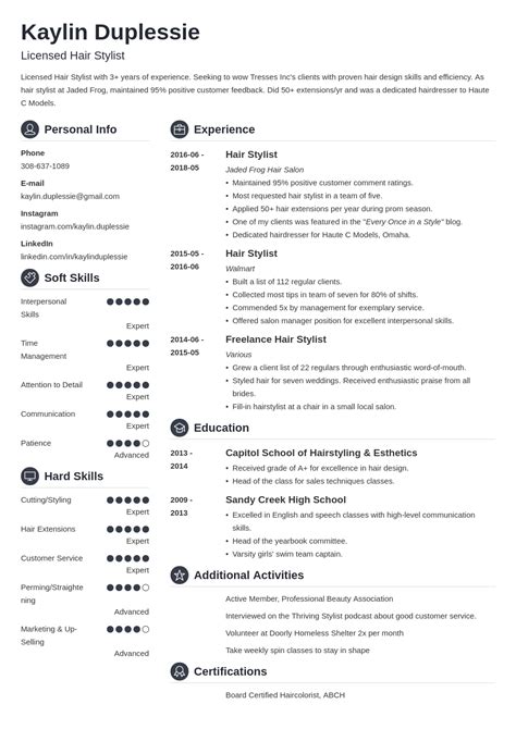 Hair Stylist Resume Examples Hairdresser Skills And Tips