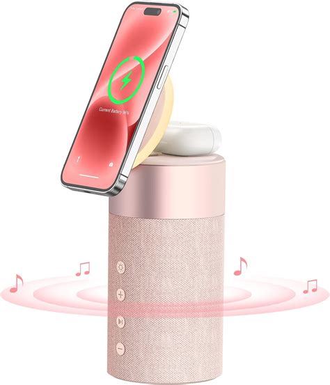 Amazon Com Colsur Bluetooth Speaker With Night Light Magnetic Wireless Charger In