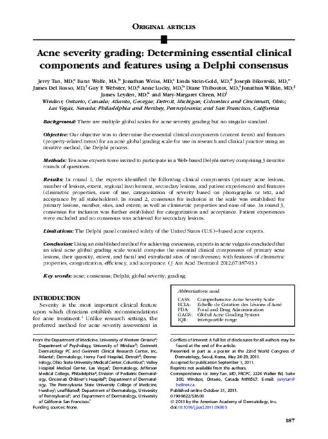 Pdf Consensus On Acne Severity Grading Components