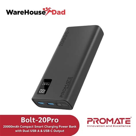 Promate Bolt 20pro 20000mah Compact Smart Charging Power Bank With Dual