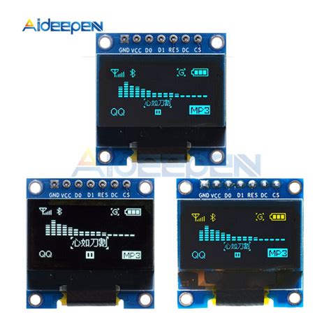 0 96 inch iic serial yellow blue oled display module 128x64 i2c ssd130 aideepen