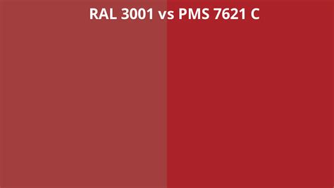 Ral 3001 Vs Pms 7621 C Ral Colour Chart Uk