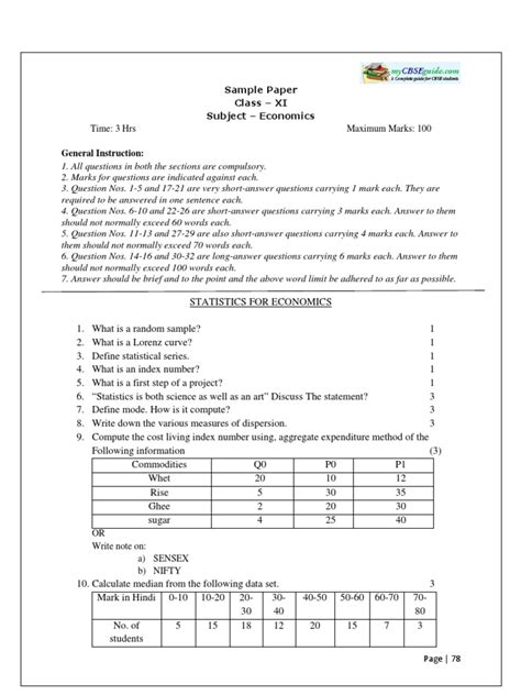 Cbse Class 11 Economics Sample Paper 07 Resource Economic Growth