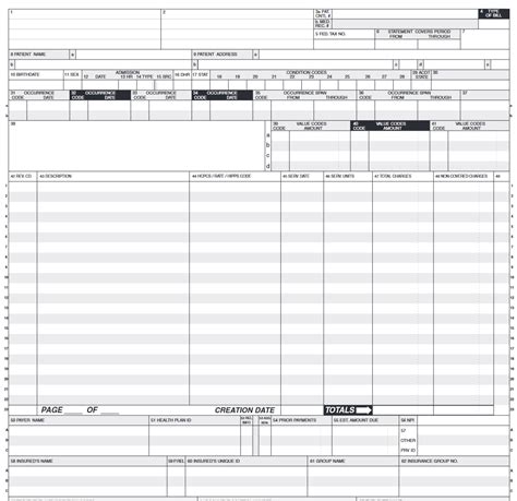 Overview Of The Ub 04 Billing Claim Form Printable Fo