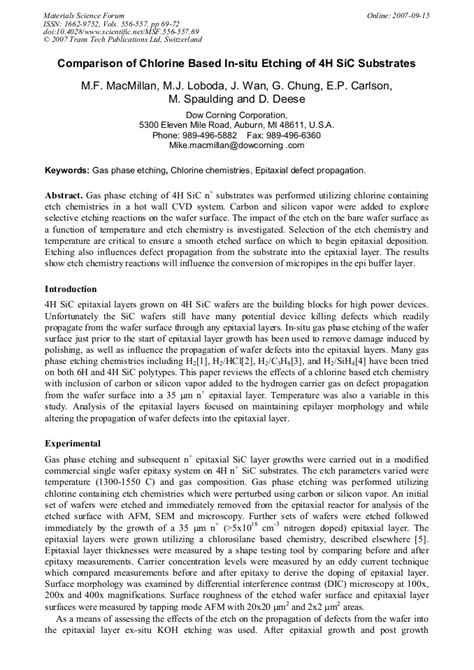 Comparison Of Chlorine Based In Situ Etching Of 4h Sic Substrates