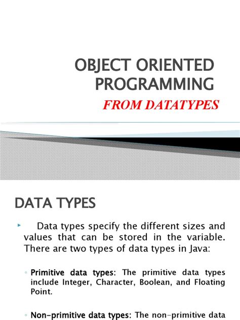Object Oriented Programming From Datatypes Pdf Data Type Integer