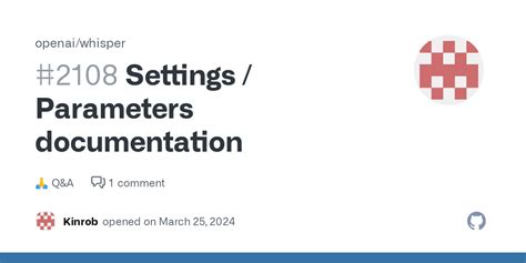 Settings Parameters Documentation · Openai Whisper · Discussion 2108