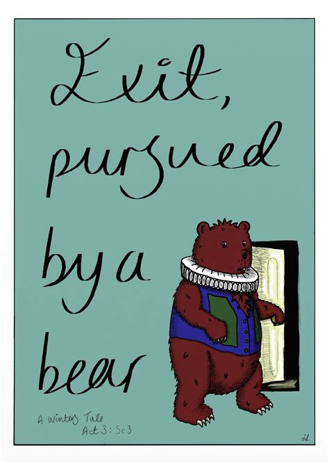 Exit Pursued By Bear Shakespeare Quote A A Prints Etsy