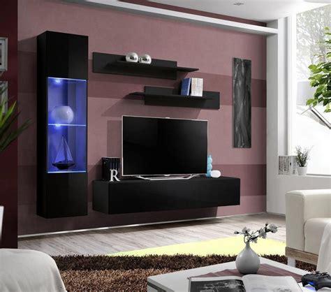 Jvmoebel Wohnzimmer Set Wohnwand Gruppe Rtv Lowboard Tv Ständer Schwarz