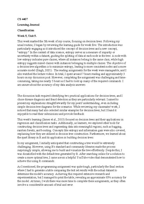 CS 4407 Learning Journal Unit 5 Docx CS 4407 Learning Journal