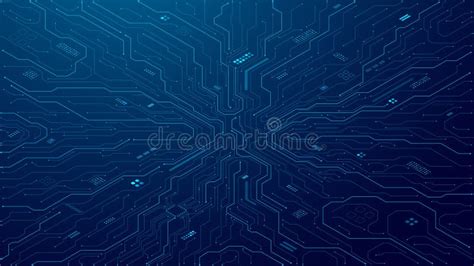 circuit board on blue background digital isometric tech bg stock