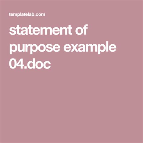 Statement Of Purpose Example 04 Doc How To Apply Purpose Doc