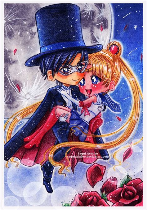Sailor Moon And Tuxedo Mask By Sayaka Ssi On Deviantart Sailor Moon Wallpaper Sailor Moon