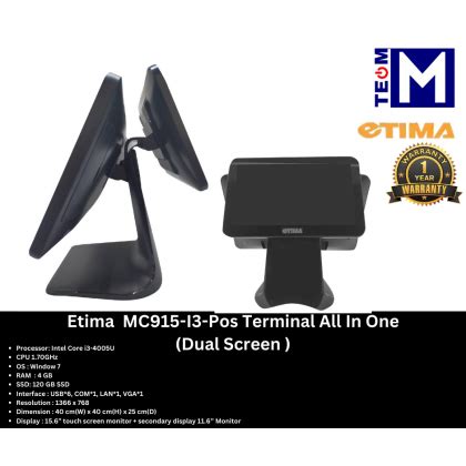 Etima MC915 I3 Pos Terminal All In One Intel I3 4005U 4GB RAM