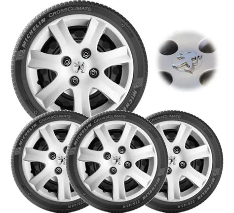 4x Calota Peugeot 206 207 Aro14 Emblema Alto Relevo 867cb
