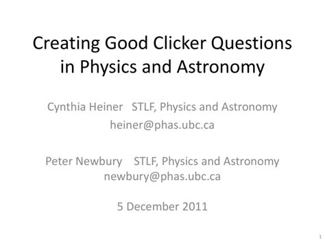 Creating Good Clicker Questions