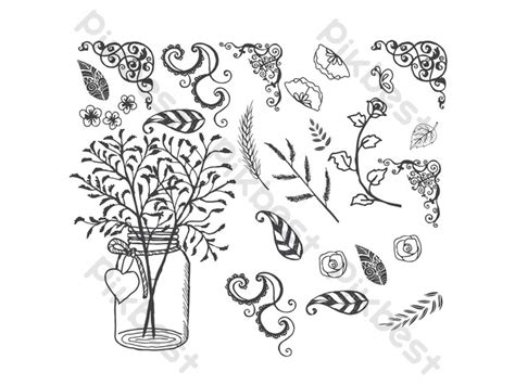Tree Leaf Vector Ornaments Line Art Pattern PNG Images EPS Free Download Pikbest