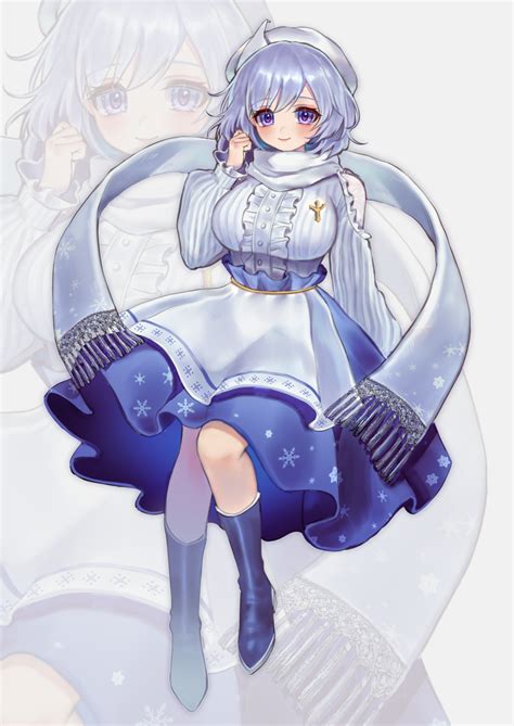 Safebooru 1girl Absurdres Blue Eyes Blue Footwear Blue Skirt Blush