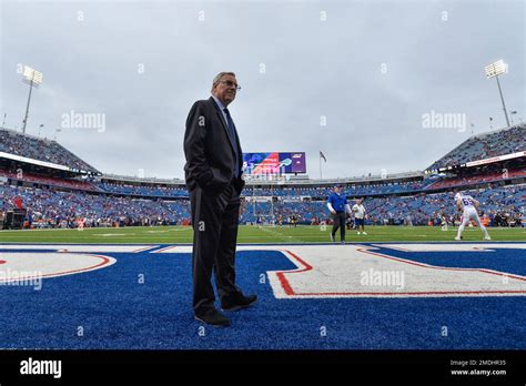 Buffalo Bills Ownerceo Terry Pegula Stands On The Field During Warmups