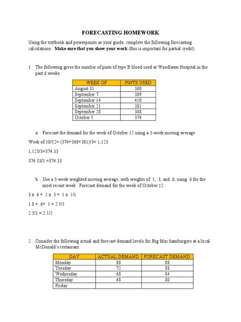 Week 3 Forecasting Homework Pdf Regression Analysis Forecasting