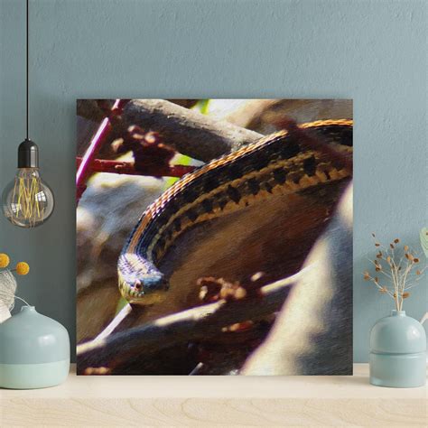 Latitude Run® Black And Yellow Snake On Brown Tree Branch 1 Wrapped