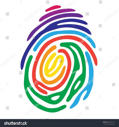 Rainbow Fingerprint Color Shape Secure Identification Stock Vector Royalty Free 304501712