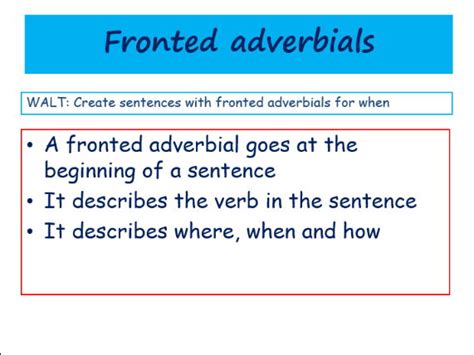 Fronted Adverbials Teaching Resources