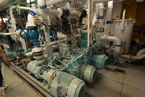 Cruise Ship Engine Room Interior With Water Tight Doors Electrical And
