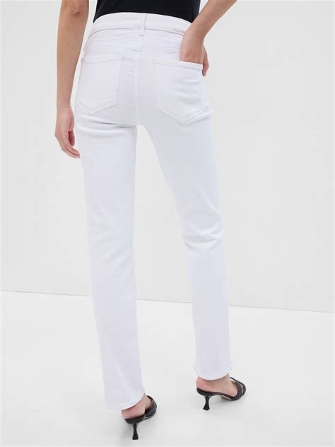 Άσπρο Mid Rise Classic Straight Jeans With Washwell Λευκό
